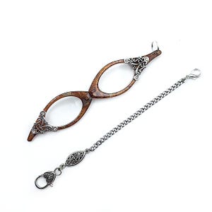 Folding Horn Rim Reading Glasses W/ Silver Filigree Accents ...