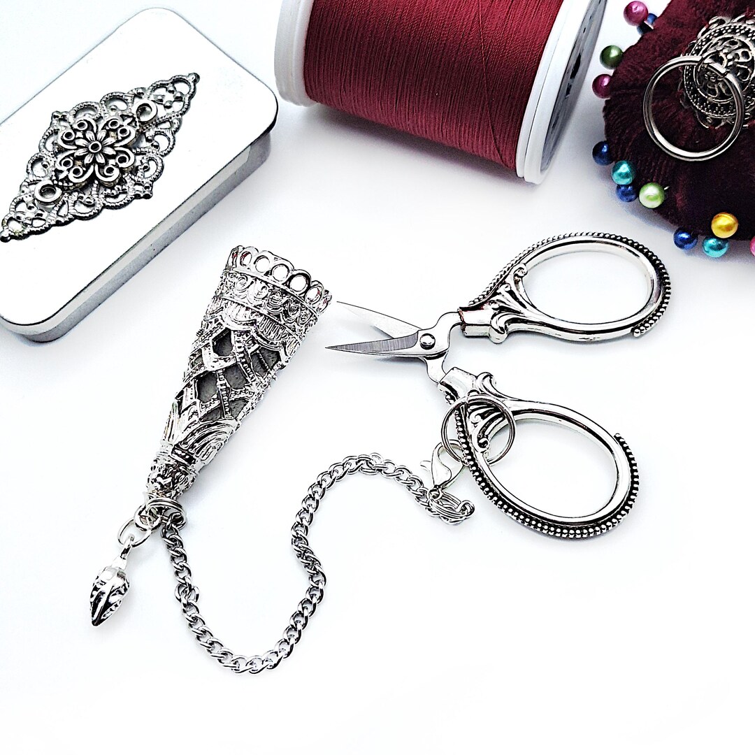 Vintage Style Mini Chatelaine Scissors W/ Ornate Filigree Sheath ...