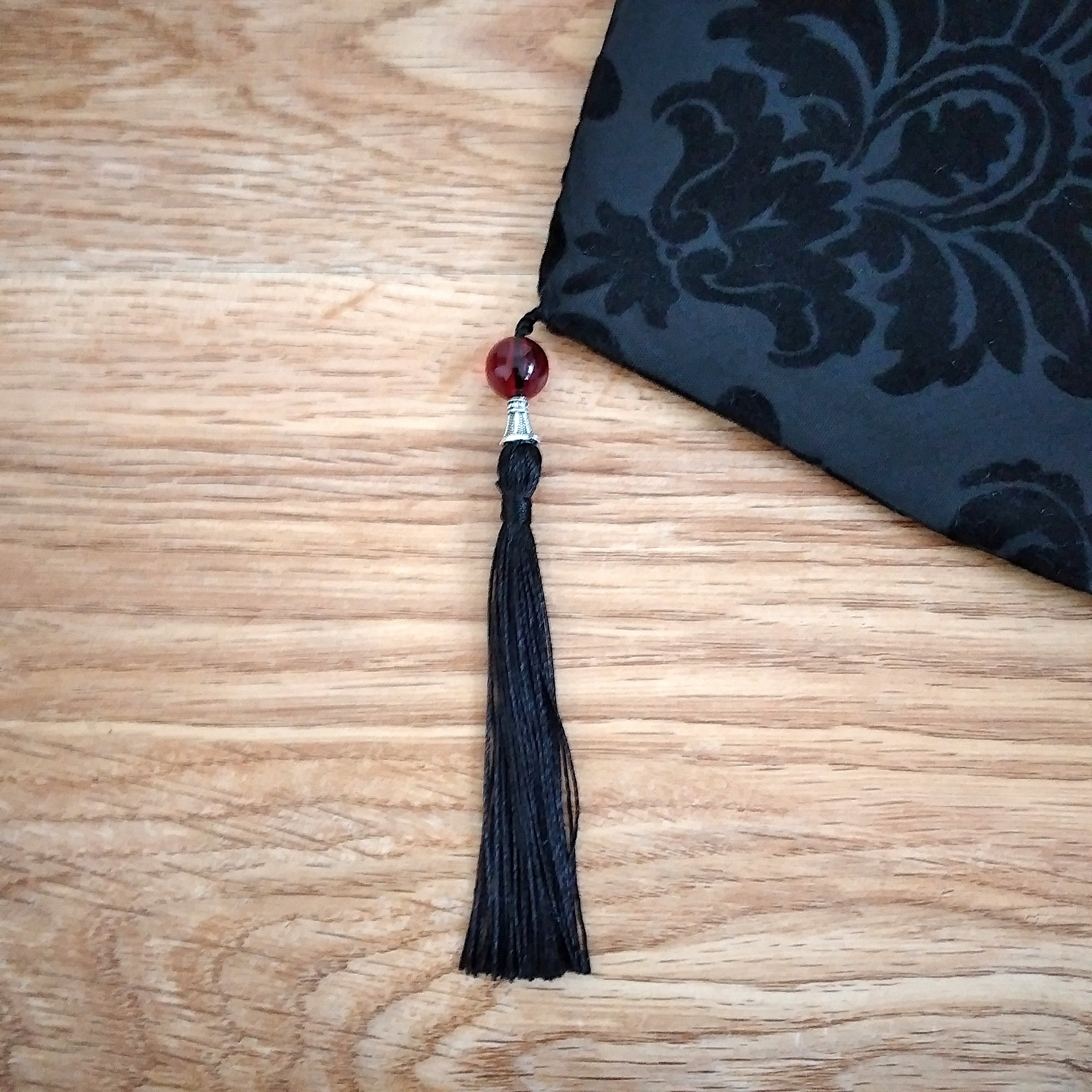 Black Flocked Damask Taffeta Reticule With Tassel Gothic - Etsy