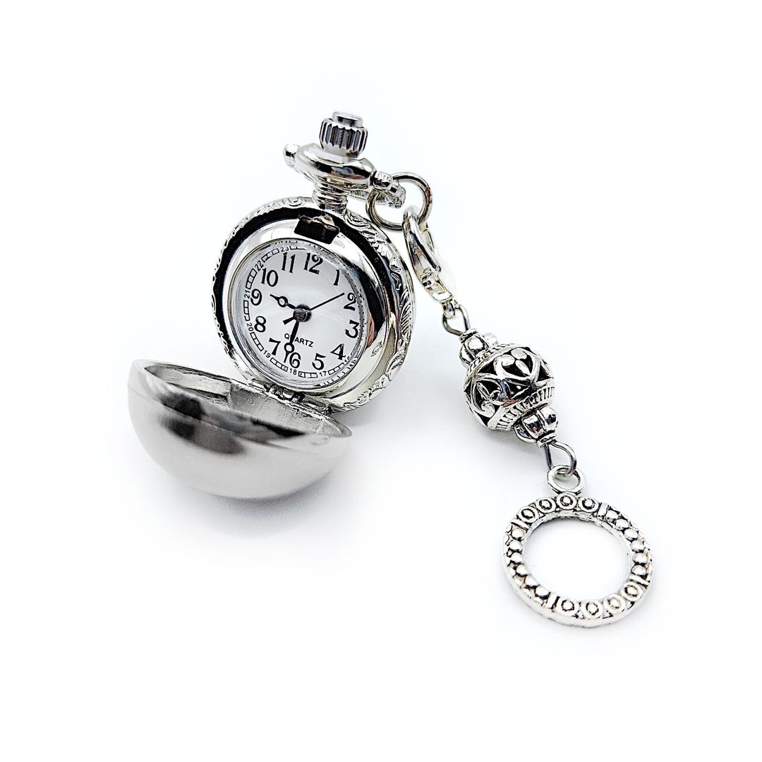 Unique Ball Shaped Mini Chatelaine Watch W/ Removable Chatelaine Chain ...