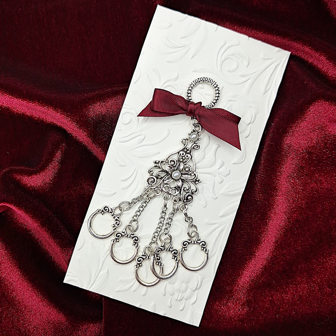 Ornate Vintage Style Silver Chatelaine Necklace With 5 Chains ...
