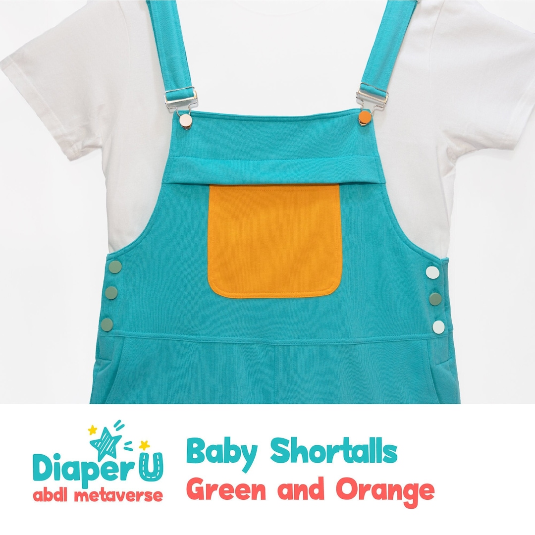 ABDL Adult Baby Overalls - Green and Orange (unisex) - Etsy