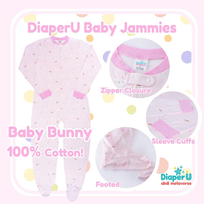 ABDL Adult Baby Footed Pajamas - Baby Bunny - Etsy