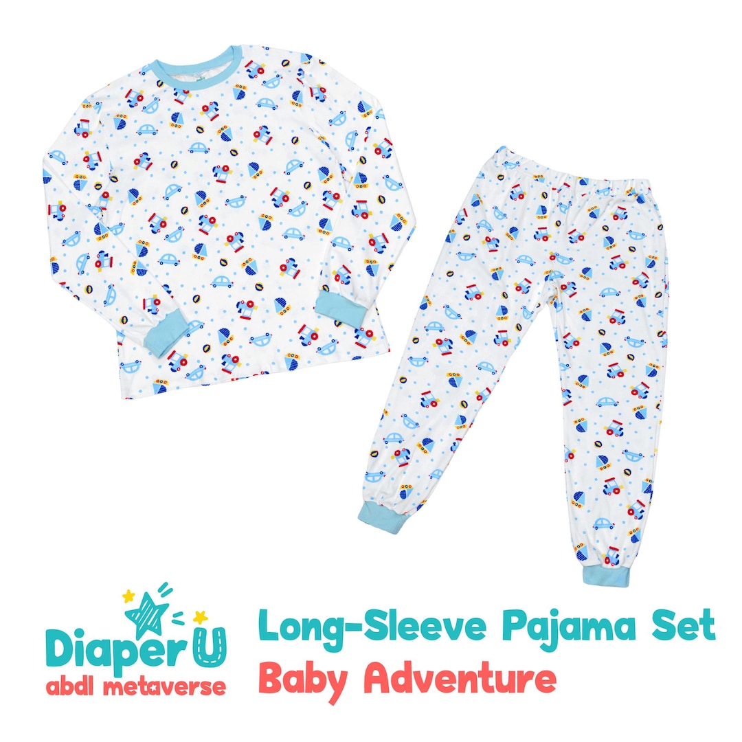 ABDL Cotton Long Sleeve Pajama Set - Baby Adventure - Etsy
