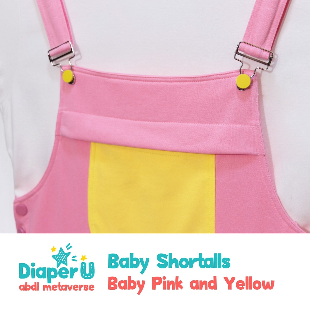 ABDL Adult Baby Overalls - Baby Pink and Yellow (unisex) - Etsy