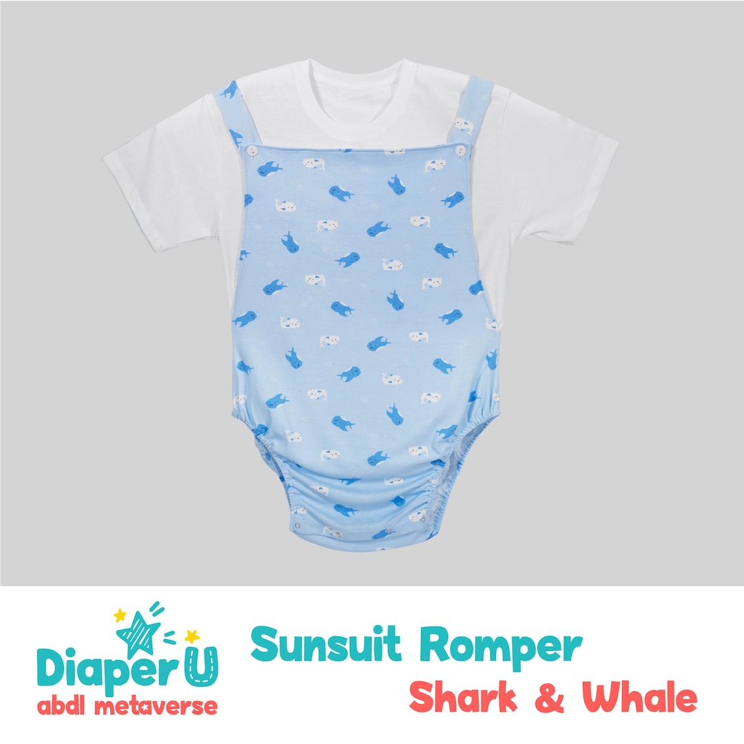 Adult Baby ABDL Sunsuit Romper - Shark & Whale - Etsy