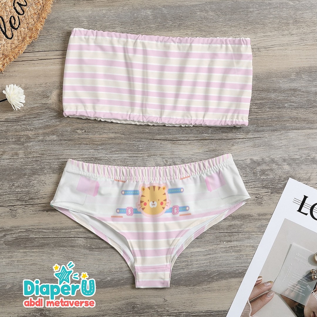 ABDL Adult Baby Girl Diaper Style Strapless Swimsuit - Etsy