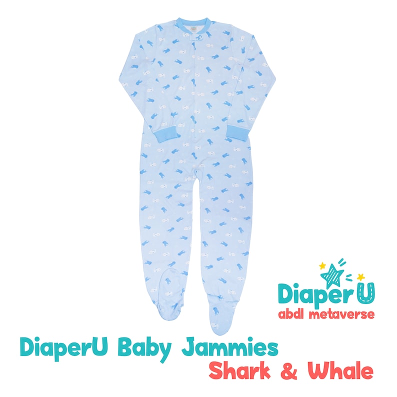ABDL Adult Baby Footed Sleepers Shark & Whale - Etsy Canada