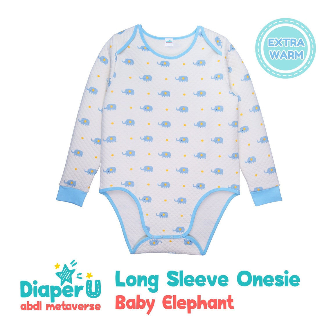 Adult Baby ABDL Long Sleeve Onesie - Baby Elephant (extra Warm) - Etsy