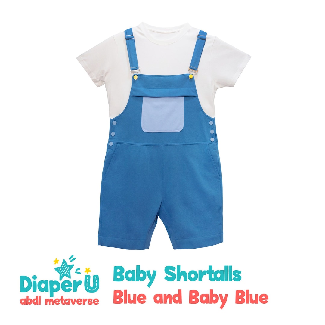 ABDL Adult Baby Shortalls - Blue and Baby Blue (unisex) - Etsy