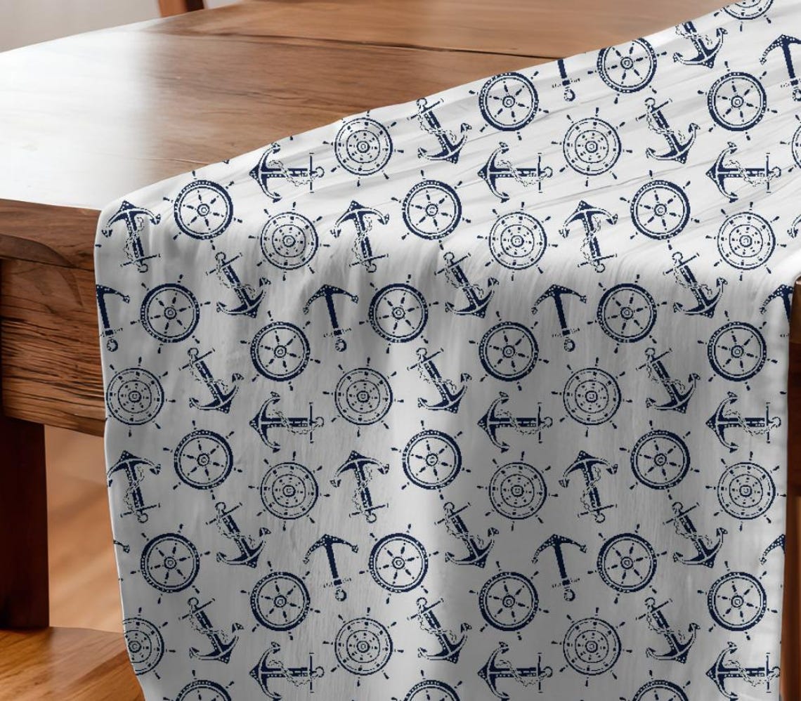 Anchor Wheel Table Runner England Home Decor Table Centerpiece Kitchen ...