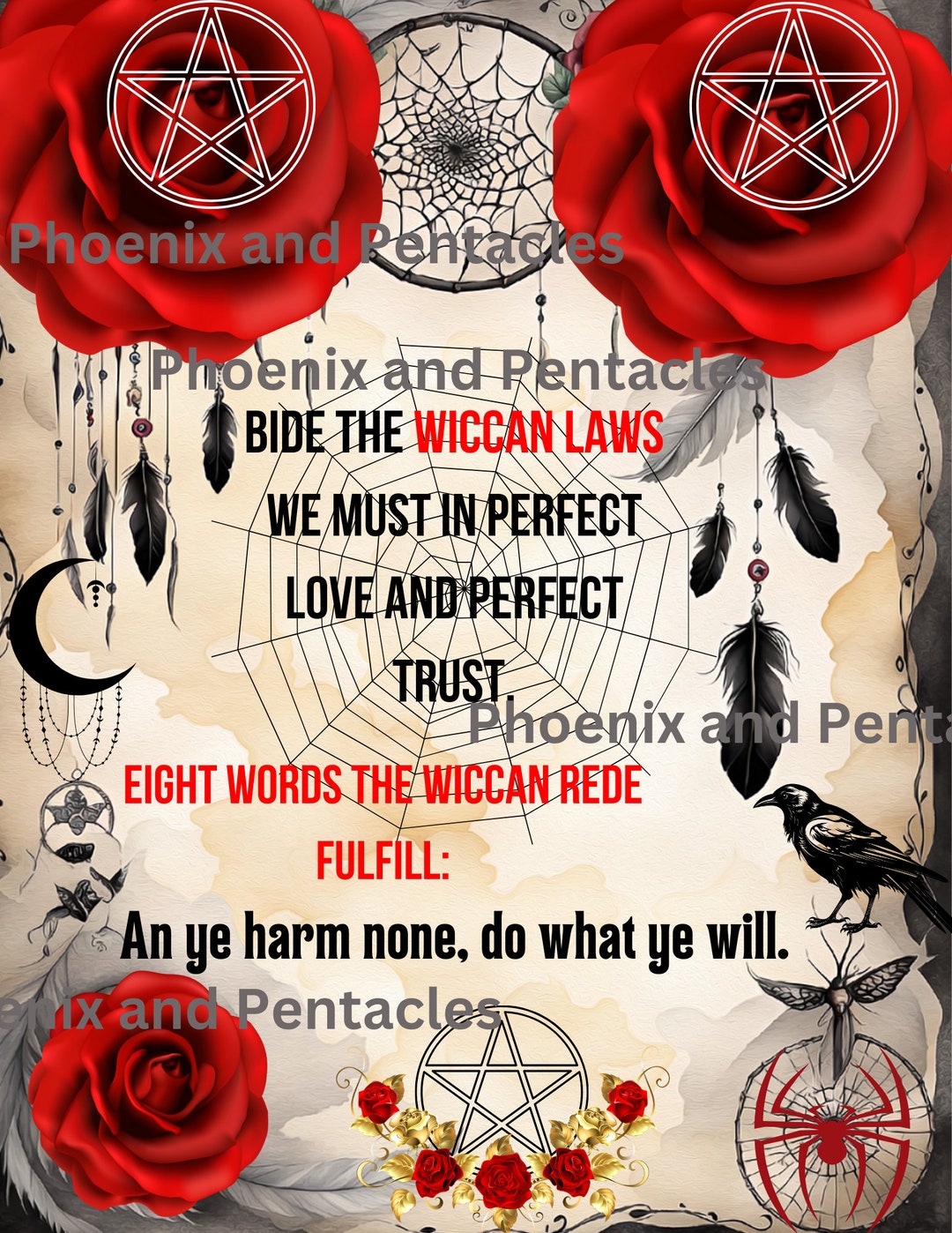The Wiccan Rede - Short Version: (ONE SHEET 8.5x11 in PDF, Png), Wiccan Rede, Rede, the Wiccan ...