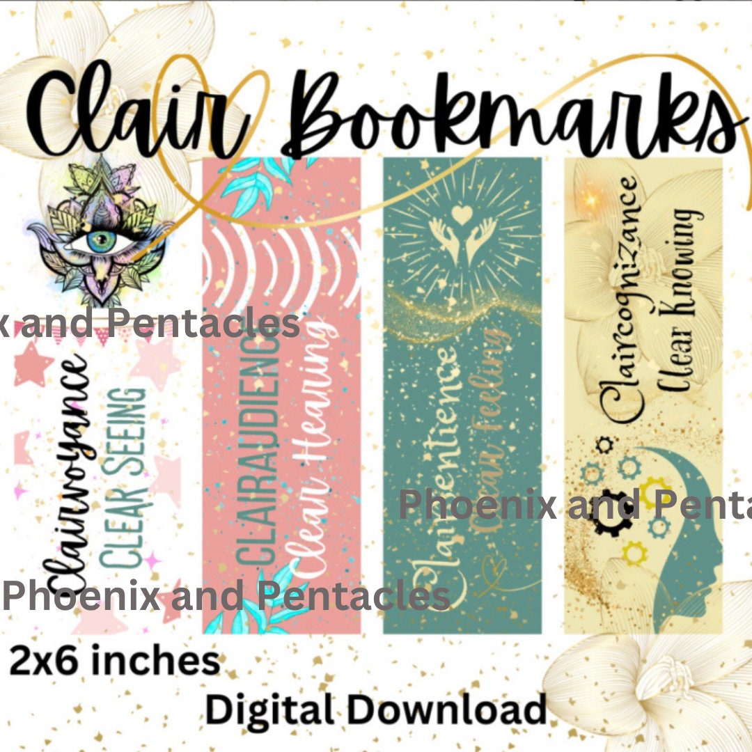 Printable Psychic Clair Digital Bookmarks, Clairvoyant, Bookmarks, 2x6 ...