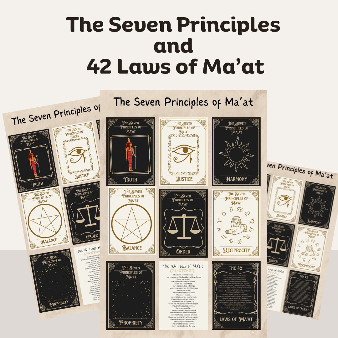 The Seven Principles and 42 Laws of Ma'at ONE SHEET 8.5x11 in PDF - Etsy