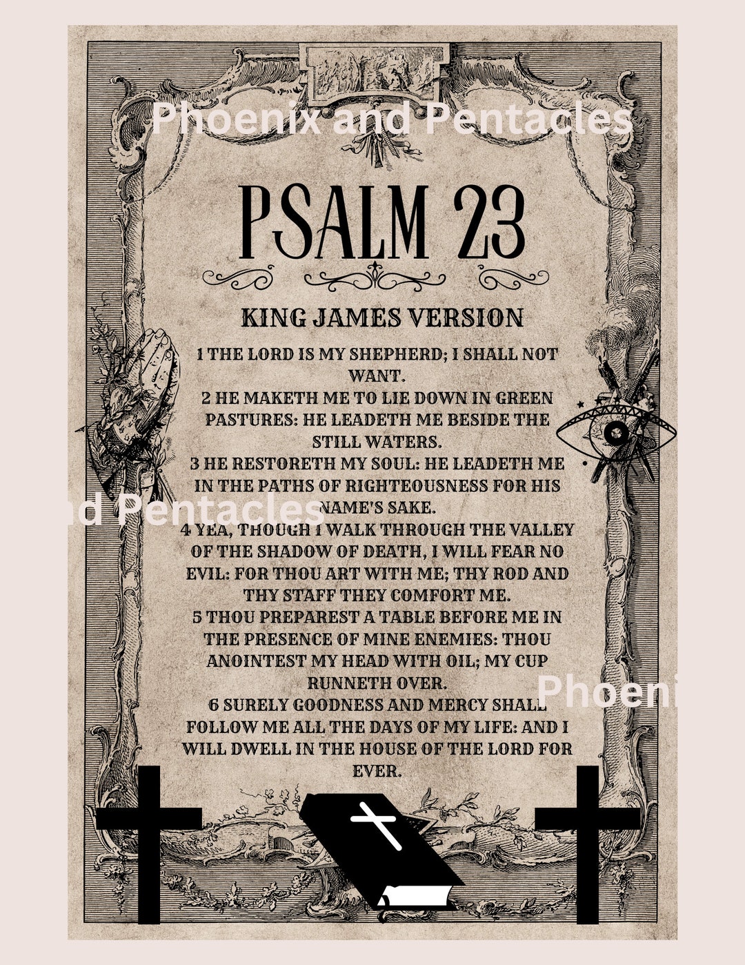 Psalm 23rd Chapter, Psalm 23, Lord is My Shepherd, PDF, PNG, Digital Download, Psalm 23 Vintage ...
