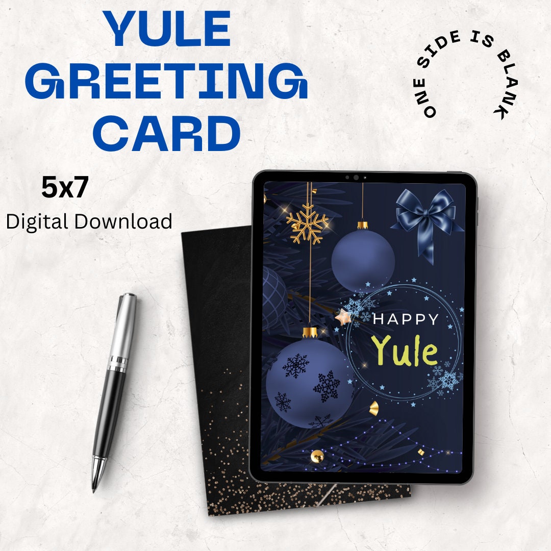 Happy YULE Printable Holiday Card, Instant Download, Digital Greeting ...