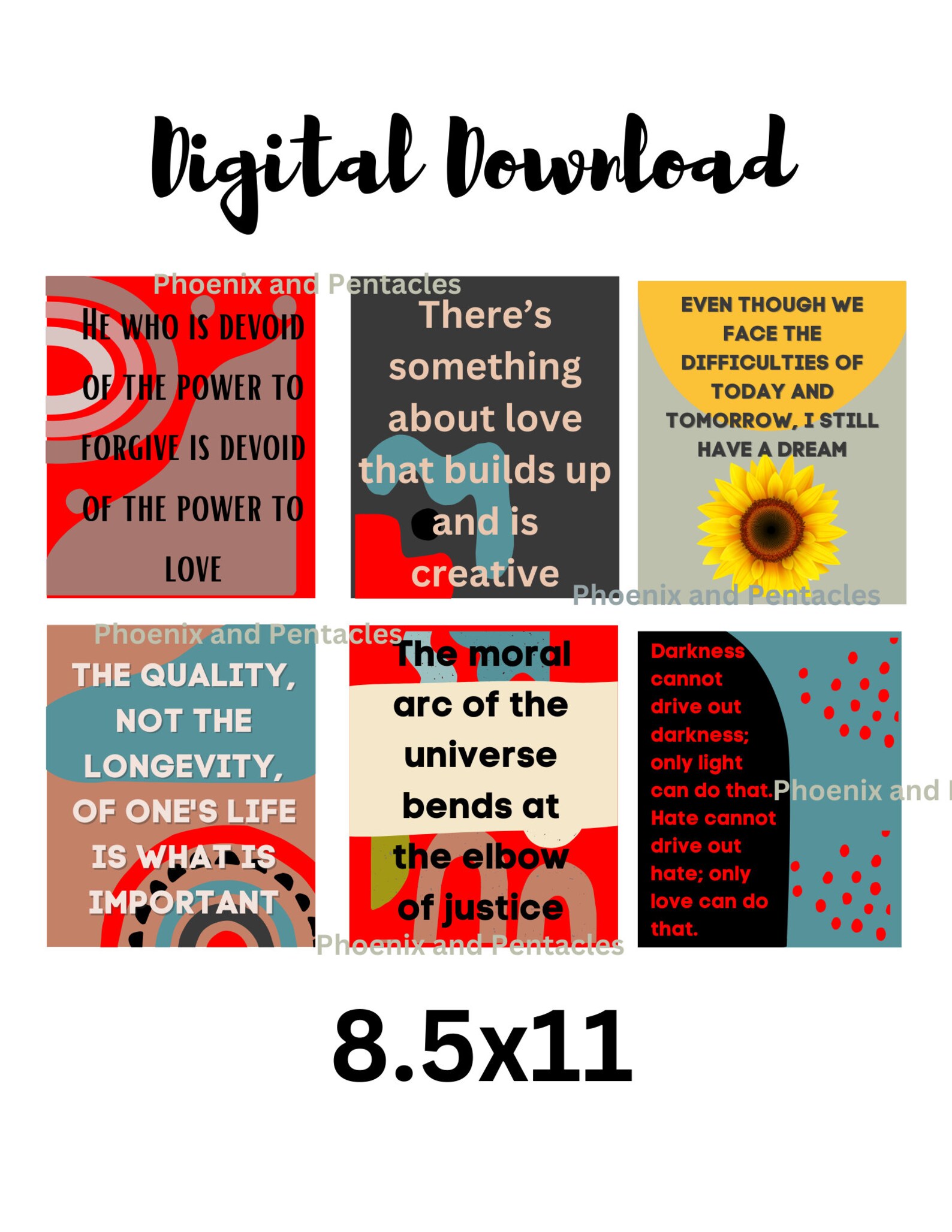 12 Martin Luther King Jr Affirmation Quote Flash Cards, PDF Digital ...