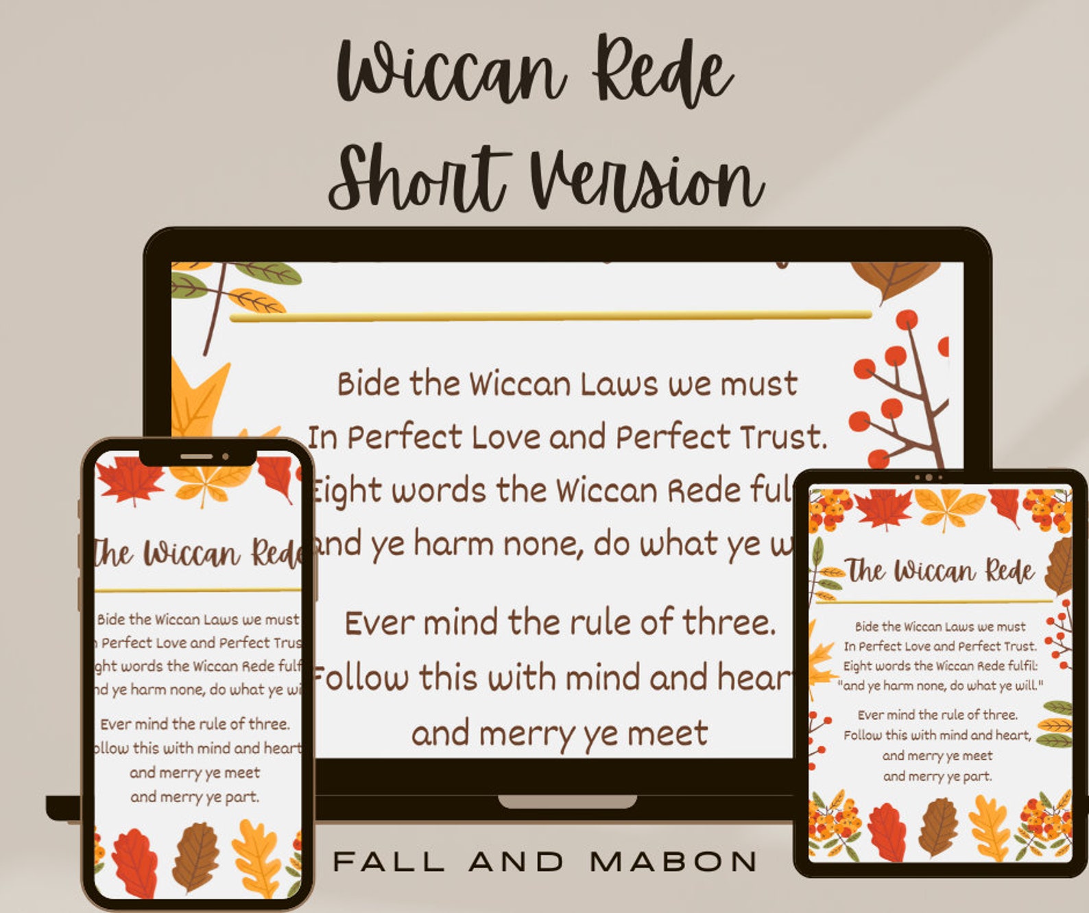 The Wiccan Rede - Short Version: Printable Wisdom for Your Spiritual ...
