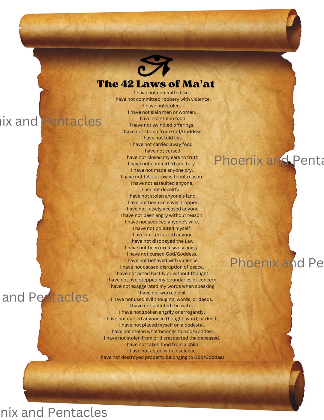 Vintage the 42 Laws of Ma'at (one Sheet 8.5x11 in PDF, PNG) - Etsy