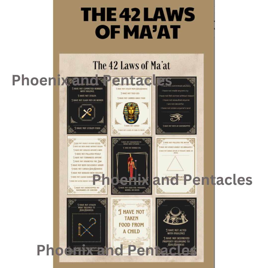 The 42 Laws of Ma'at Card One Sheet (ONE SHEET 8.5x11 in PDF) - Etsy