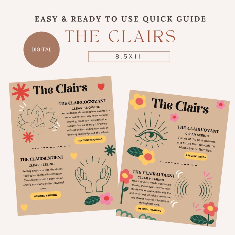 Beautiful Printable Clair Printout Quick Reference | Psychic| Medium ...