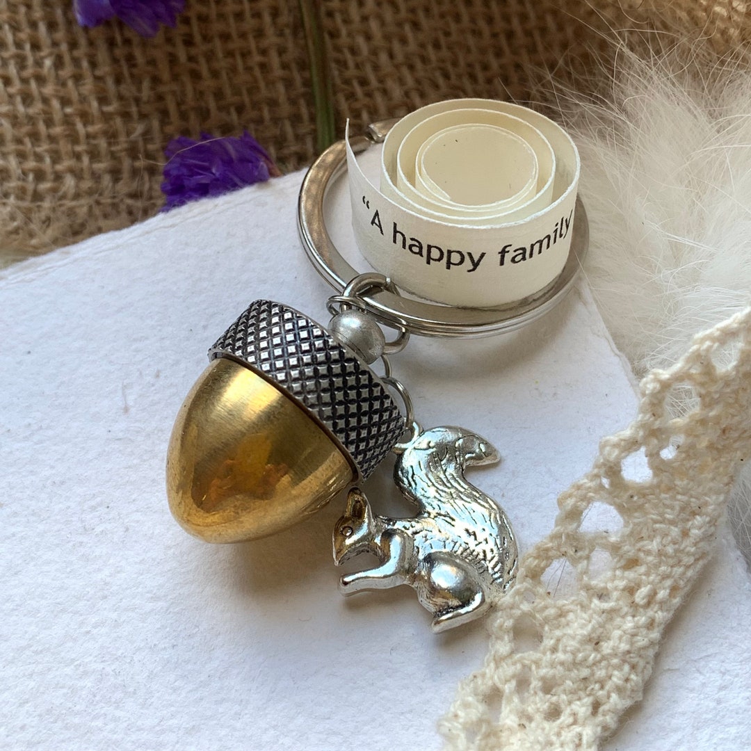 Acorn Keyring With Squirrel and Personalised Note; Secret Message ...
