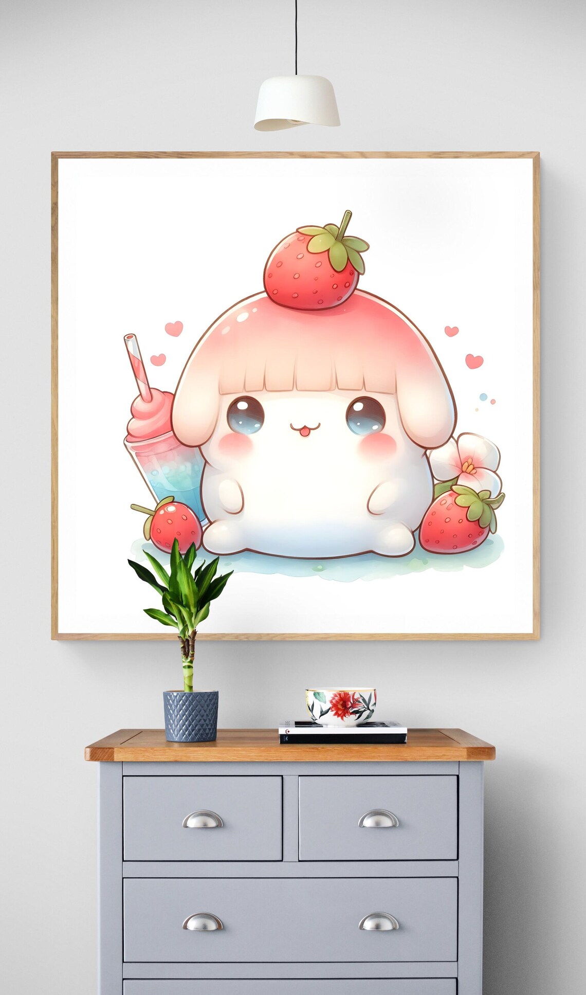 Cute Labubu Buddy Eating Strawberry - Etsy