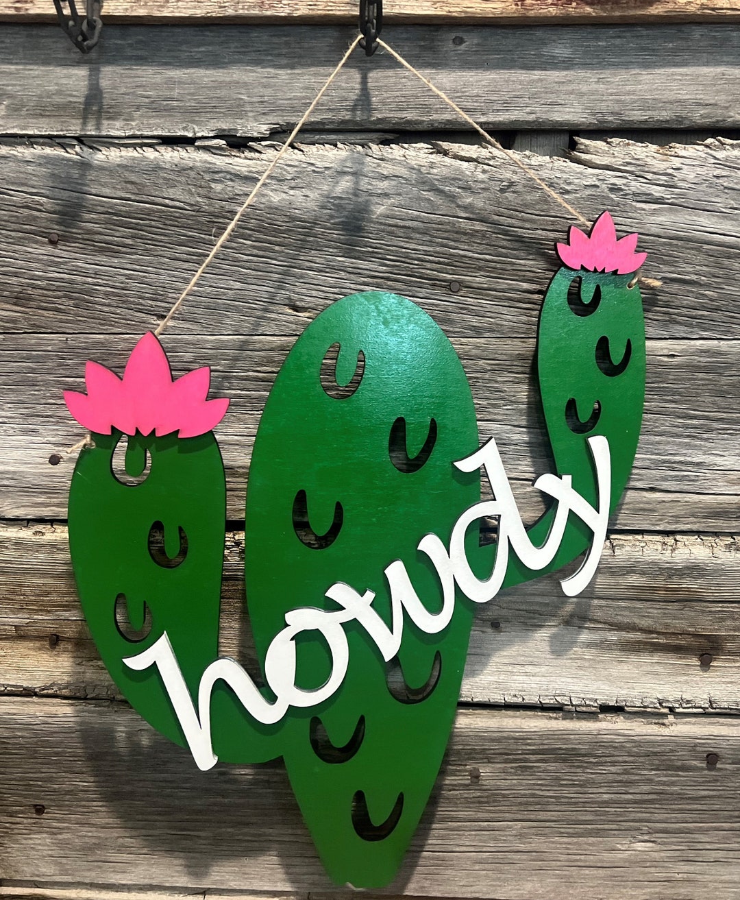 Wooden Cactus Howdy Sign - Etsy