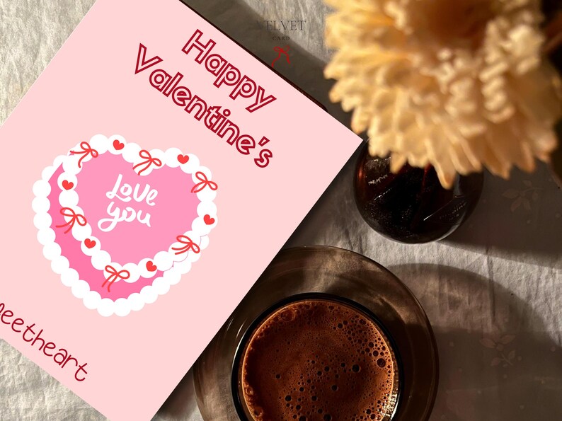 Printable Valentine's Day Card | Heart Cake Love Card | Instant ...