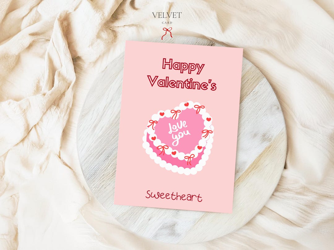 Printable Valentine's Day Card | Heart Cake Love Card | Instant ...