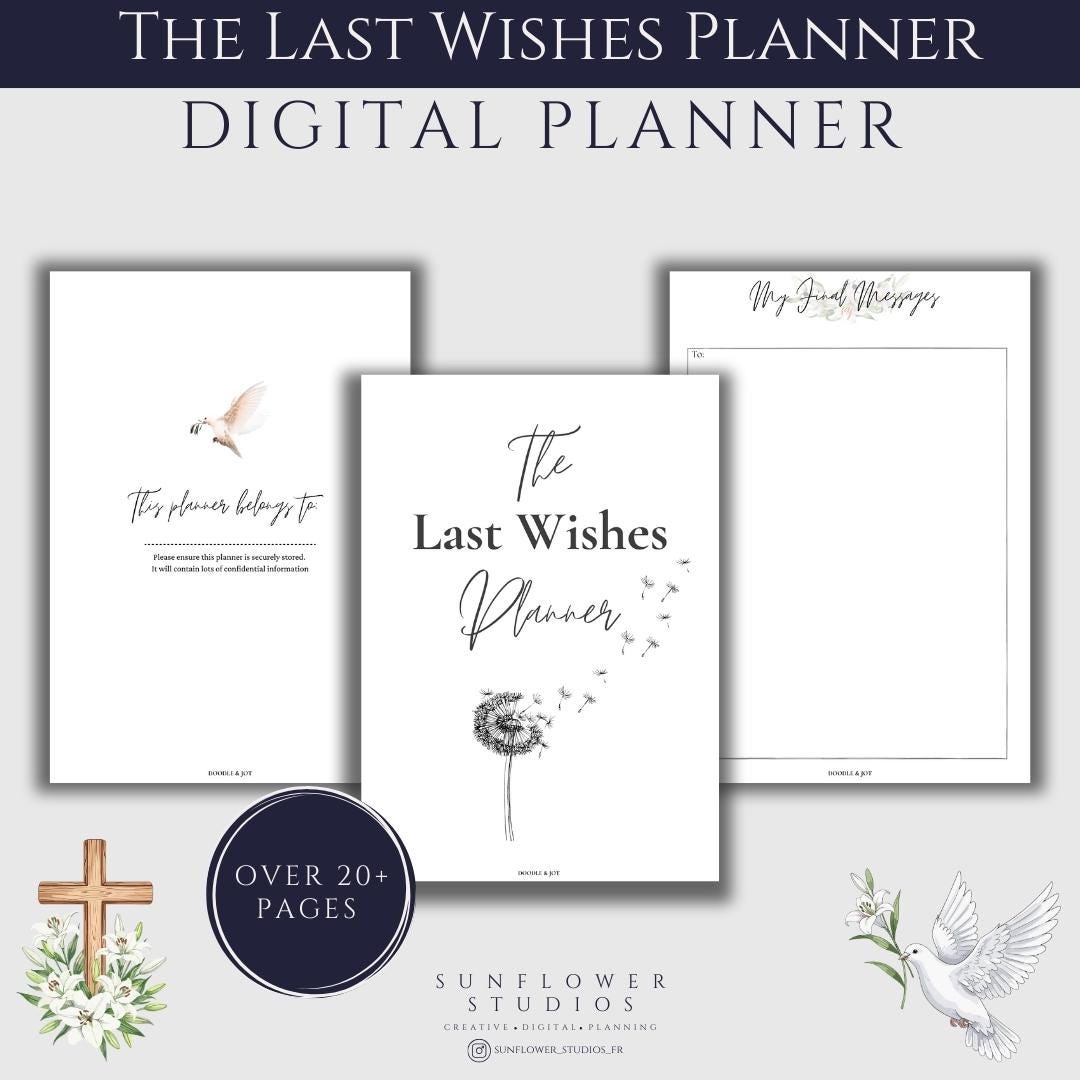 Last Wishes Planner | End of Life Planner PDF | Final Wishes Planner ...