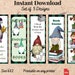Reading With Gnomes Bookmarks, Printable Bookmarks, Book Lovers Gift ...