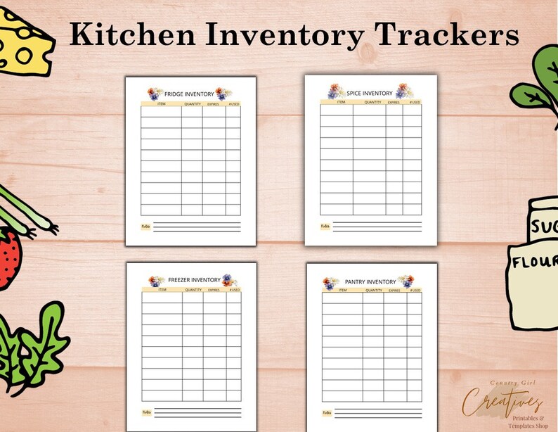 Kitchen Inventory Trackers, Pantry Stock Sheet, Fridge Checklist ...