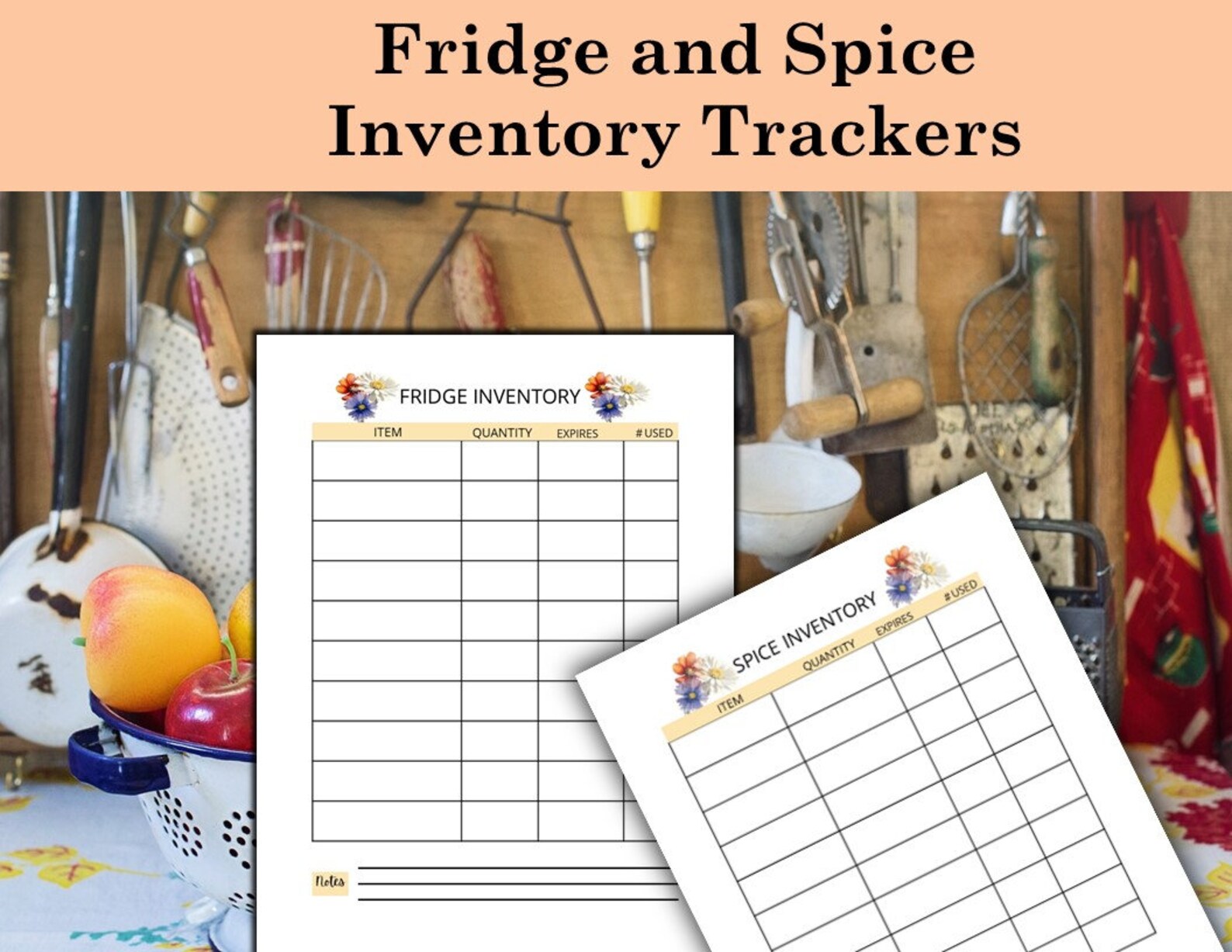 Kitchen Inventory Trackers, Pantry Stock Sheet, Fridge Checklist ...