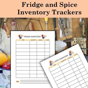 Kitchen Inventory Trackers, Pantry Stock Sheet, Fridge Checklist ...