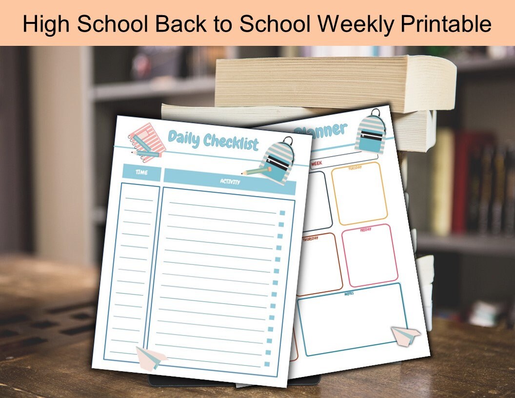 High School Back to School Weekly Planner, Study Tracker, Daily ...