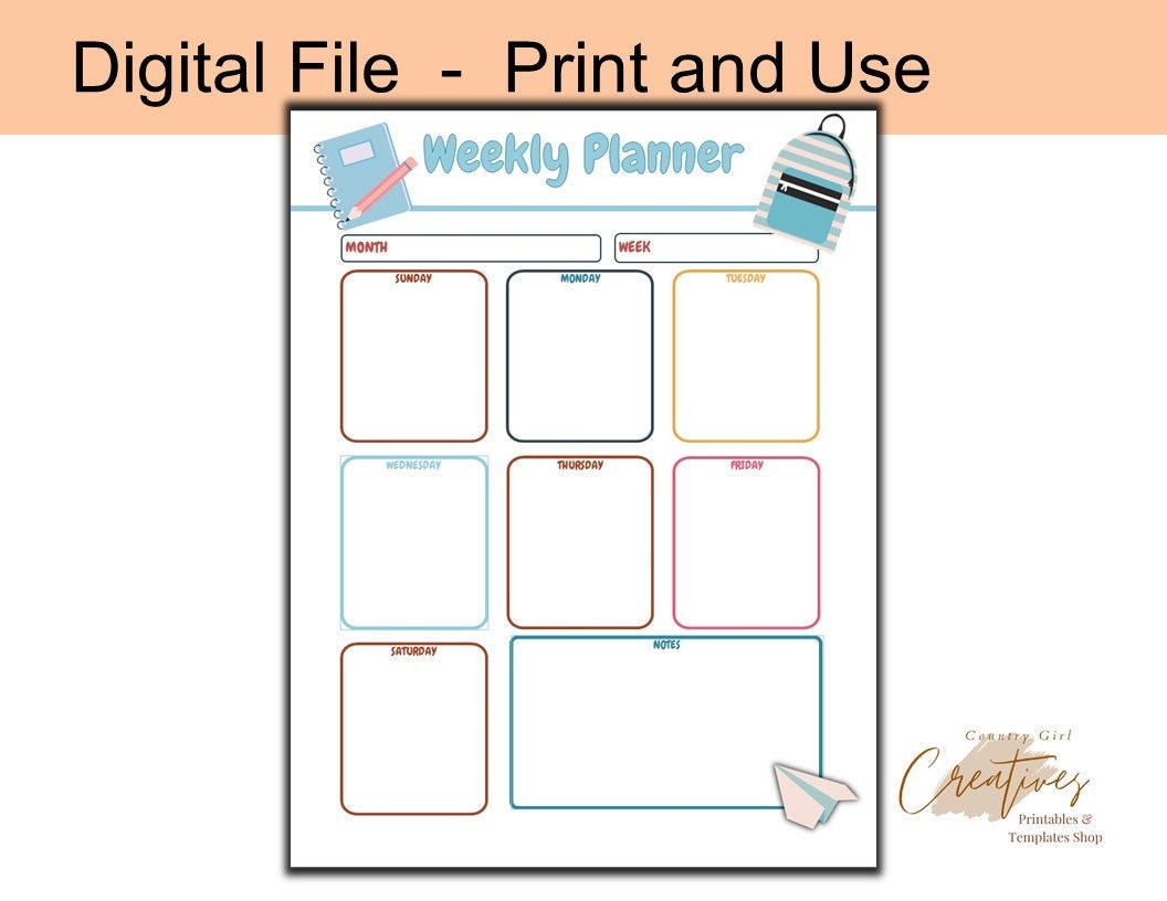 High School Back to School Weekly Planner, Study Tracker, Daily ...