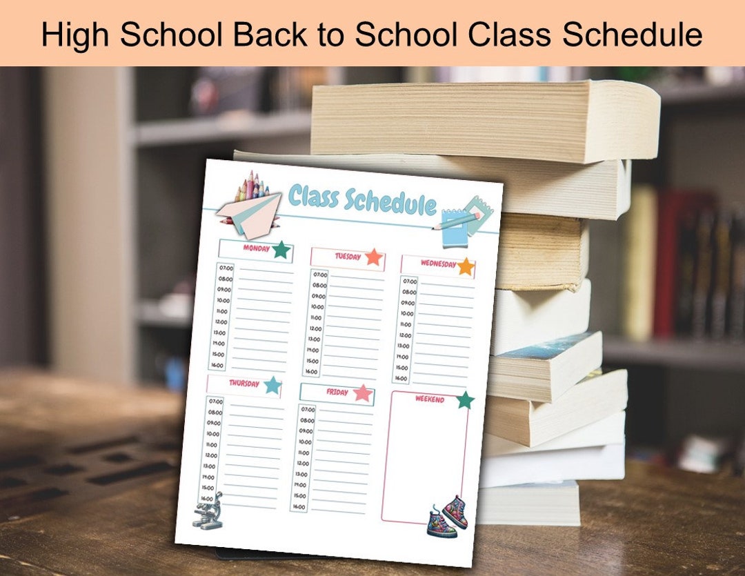 High School Class Schedule Planner Page, Schedule Tracker, Daily ...