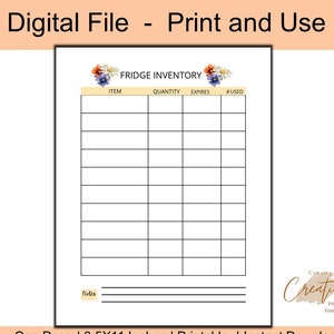 Kitchen Inventory Trackers, Pantry Stock Sheet, Fridge Checklist ...