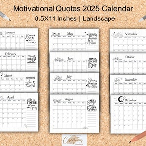 Motivational Quotes 2025 Monthly Calendar, Landscape 8.5X11 Calendar ...