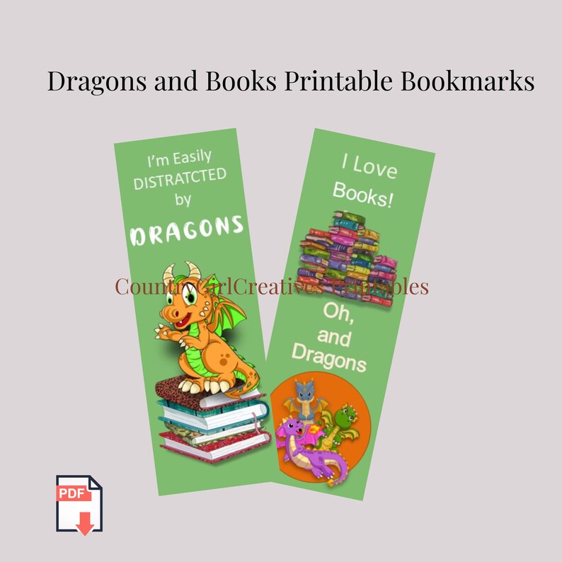 Dragon Saying Printable Bookmarks | Book Lover Gift | Instant Digital ...