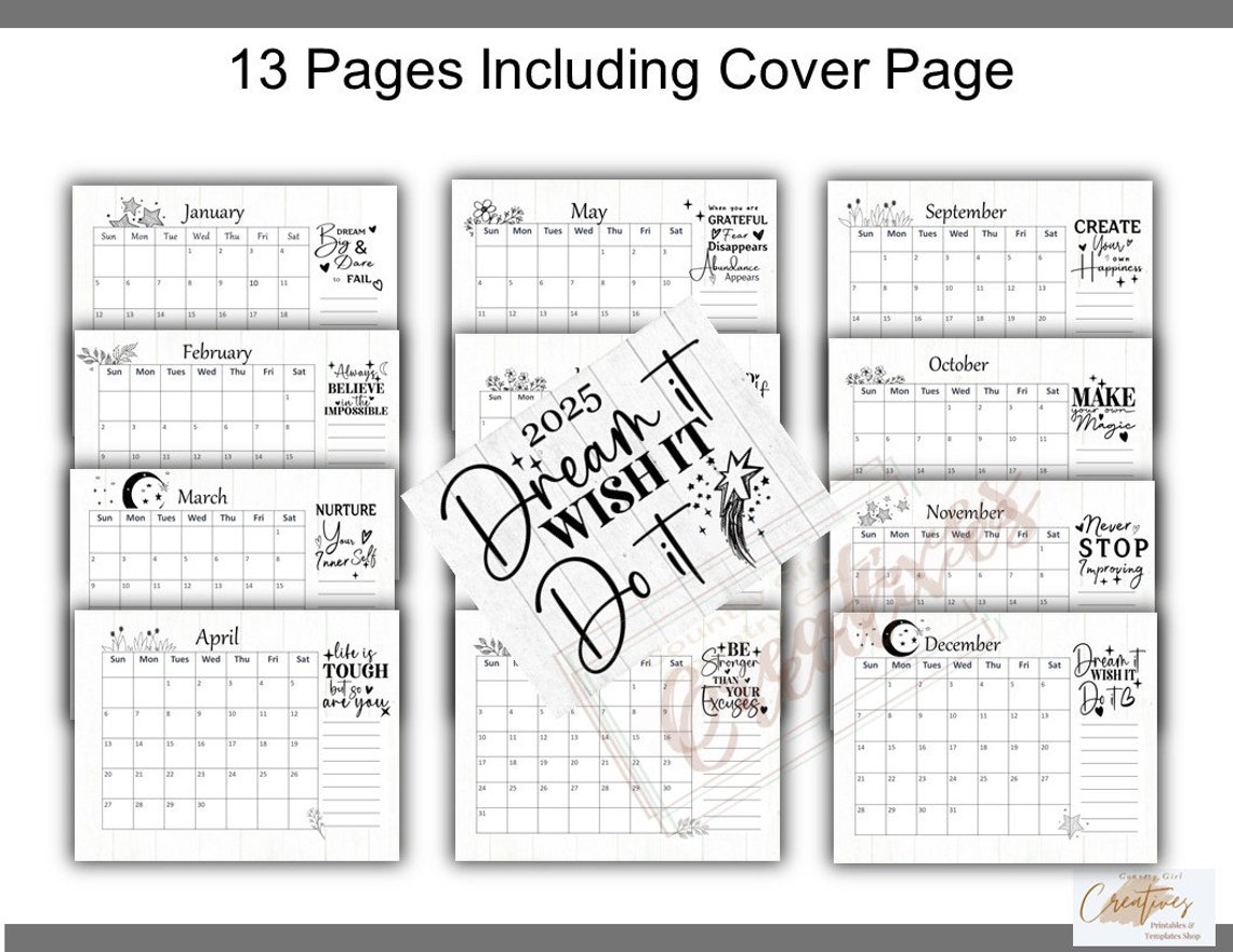 Motivational Quotes 2025 Monthly Calendar, Landscape 8.5X11 Calendar ...