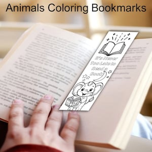 Reading Coloring Bookmarks for Kids and Adults, Animals Printable ...