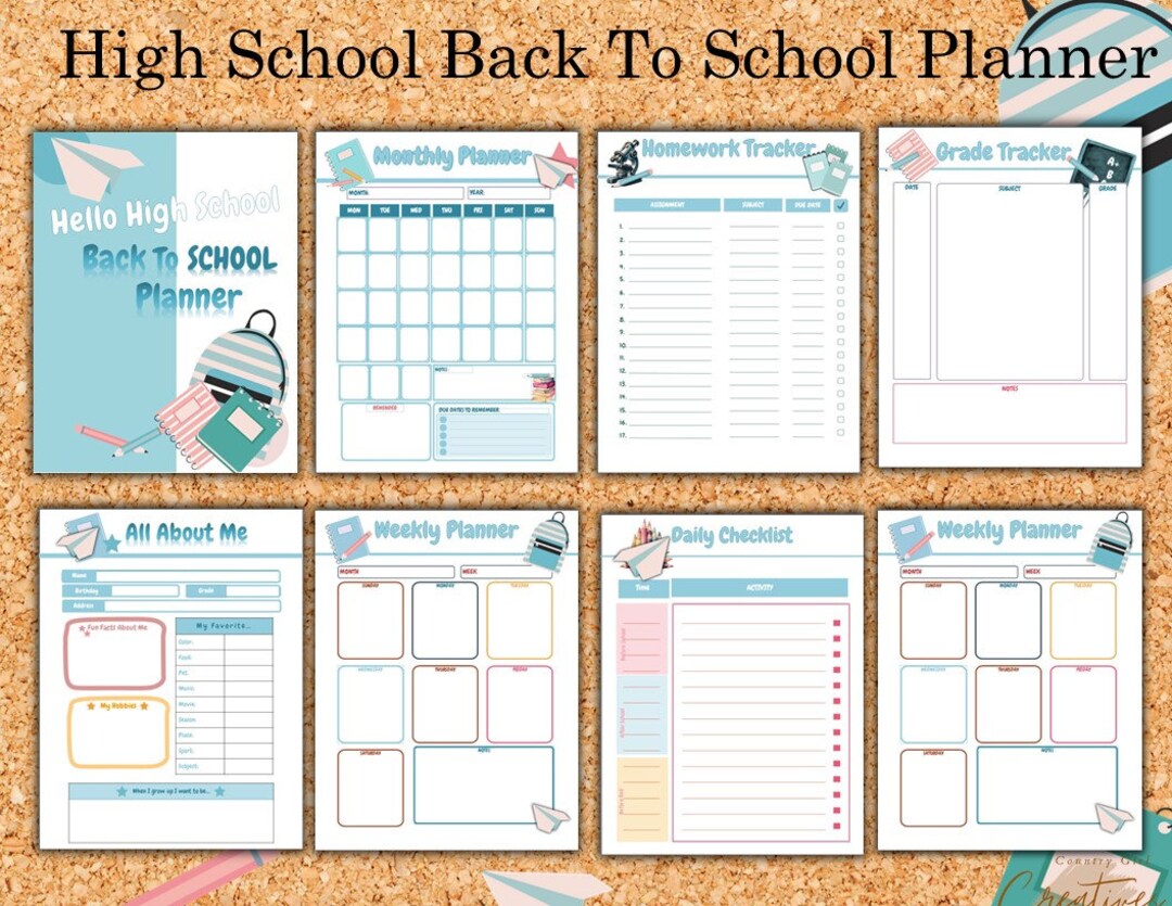 High School Back to School Weekly Planner, Study Tracker, Daily ...