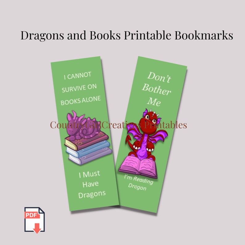 Dragon Saying Printable Bookmarks | Book Lover Gift | Instant Digital ...