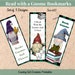 Reading With Gnomes Bookmarks, Printable Bookmarks, Book Lovers Gift ...
