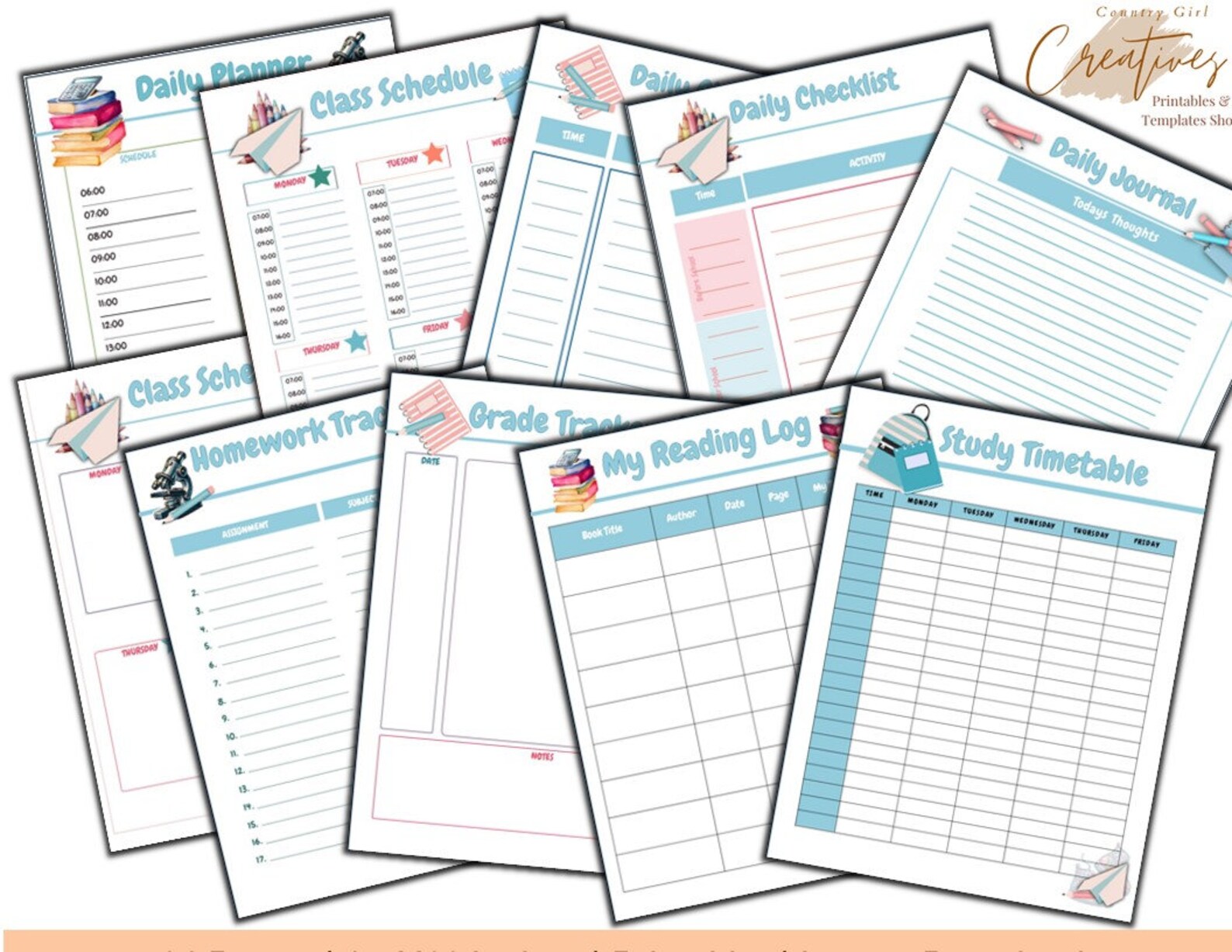 High School Back to School Weekly Planner, Study Tracker, Daily ...