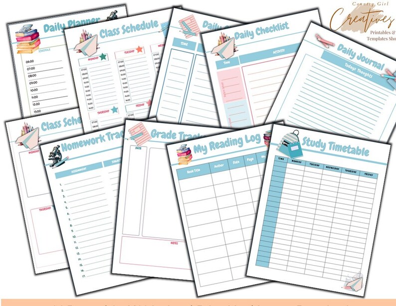 High School Back to School Weekly Planner, Study Tracker, Daily ...