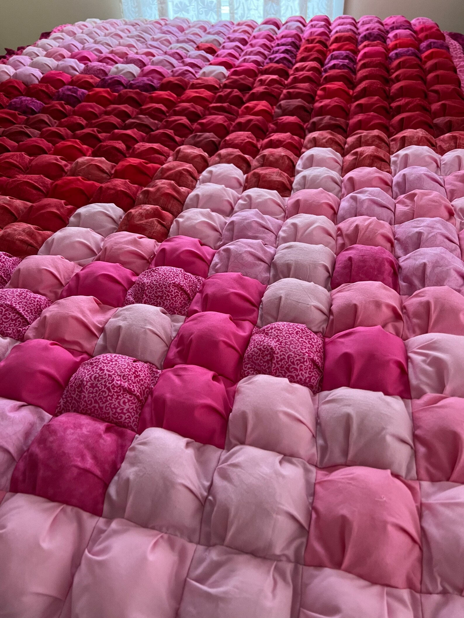 Choose Your Color Palette Variegated Puff Quilt Twin Comforter Blanket ...