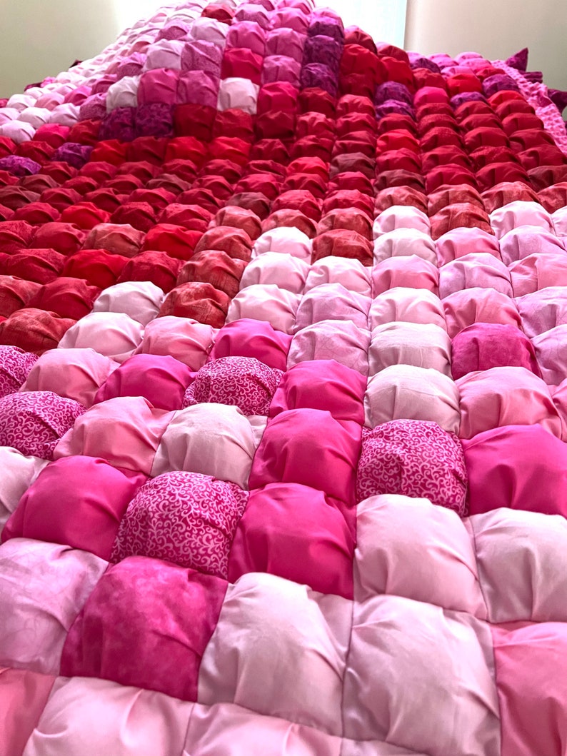 Choose Your Color Palette Variegated Puff Quilt Twin Comforter Blanket ...